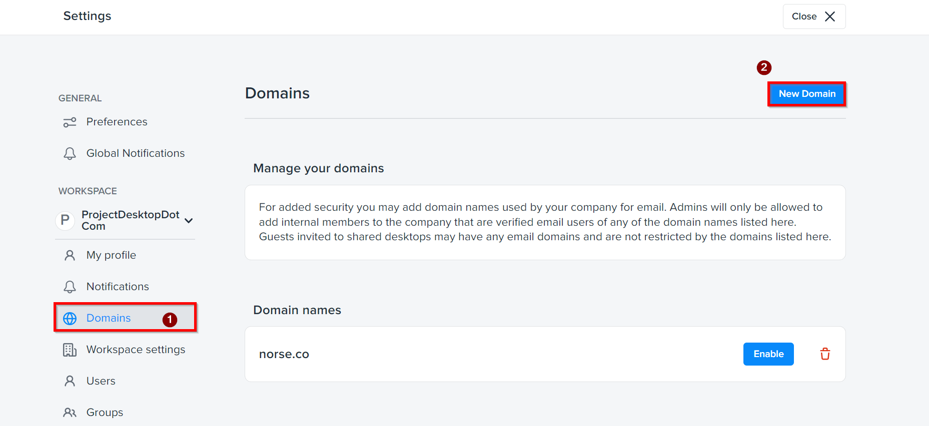 How to add domain names used by your company for email | Support | Webtop.com